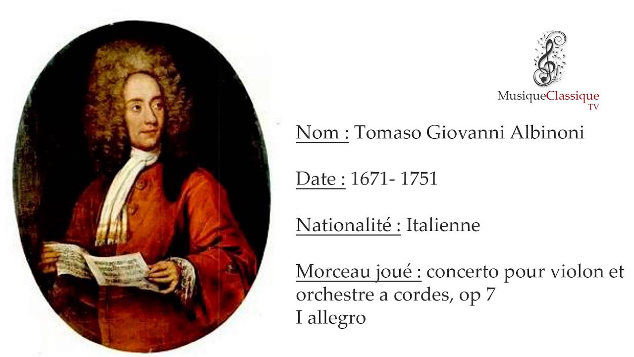 ALBINONI | CONCERTO POUR VIOLON ET ORCHESTRE, I ALLEGRO ♬ | MUSIQUE ...