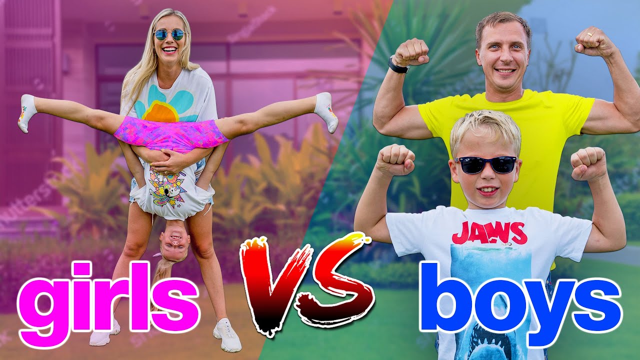 BOYS vs. GIRLS - Strength, Flexibility & Gymnastics Challenge - YouTube