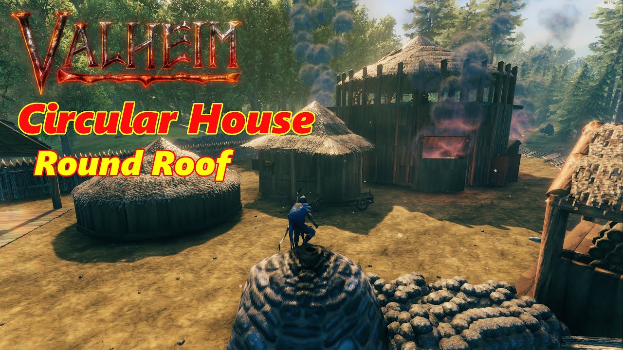 How to build a circular roof on a round house in Valheim - YouTube