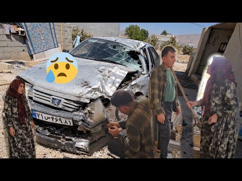 Horrible accident in Qobad! His car was completely destroyed 😱💔