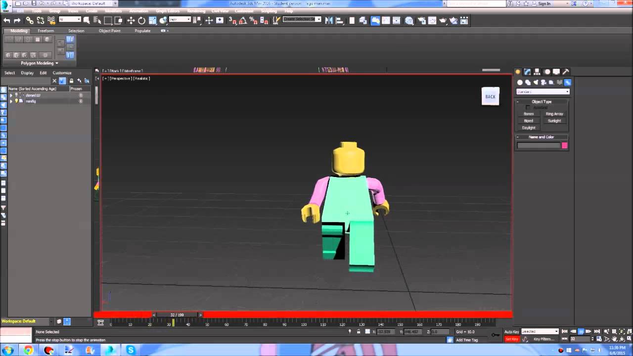 first rigged & animated skeleton ever in 3DS MAX (lego minifig) - YouTube