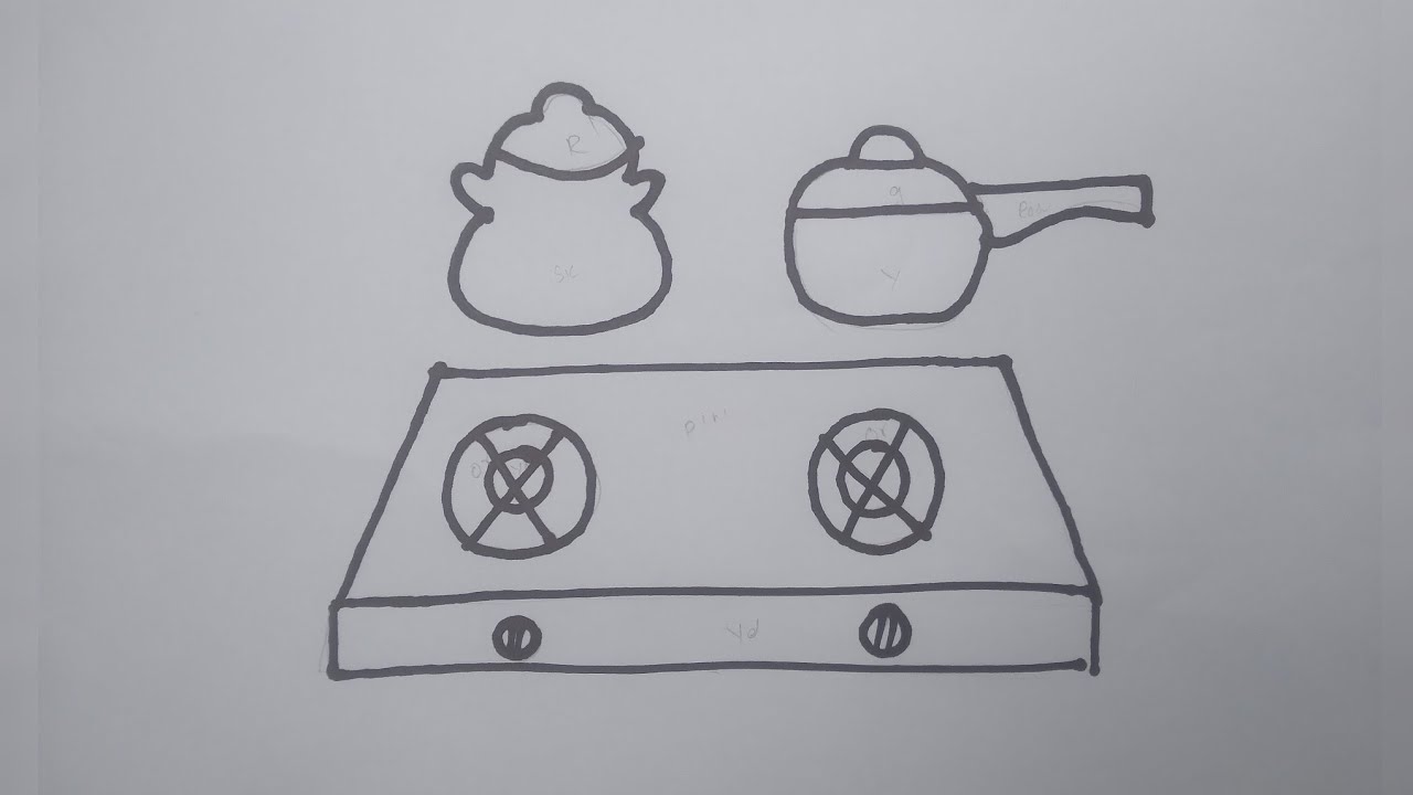 How to draw stove and pan/Easy drawing for kids an toddlers - YouTube