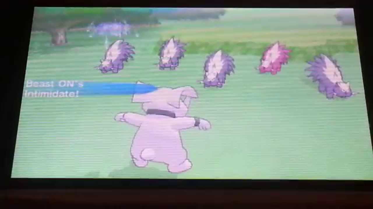 shiny stunky Stinks or Smells in a pokemon y version encounter - YouTube