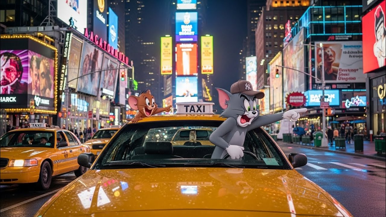 Tom and Jerry riding a yellow taxi 🚕🚖 in New York City 🏙️🌆 - YouTube