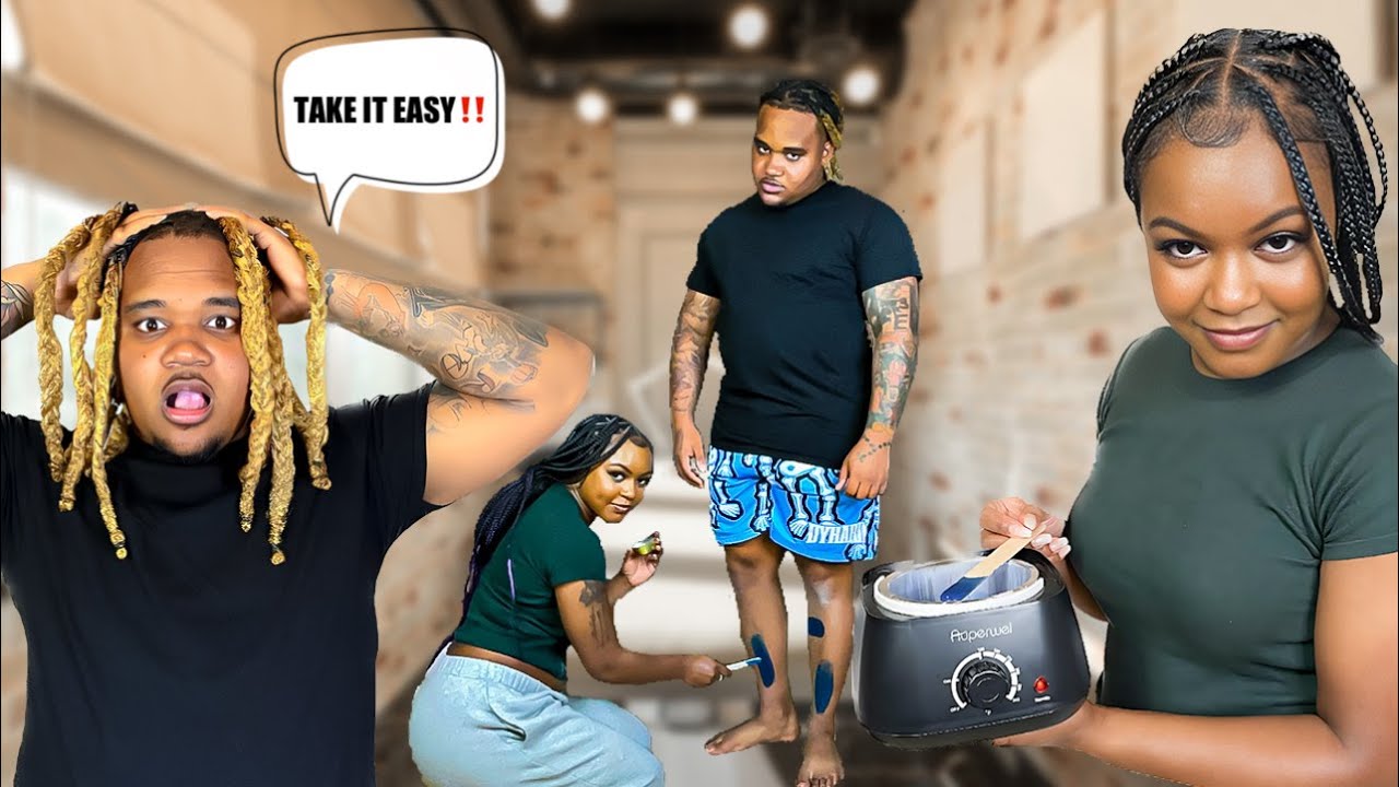 WAXING MY FIANCE LEGS... *GONE EXTREMELY WRONG* - YouTube