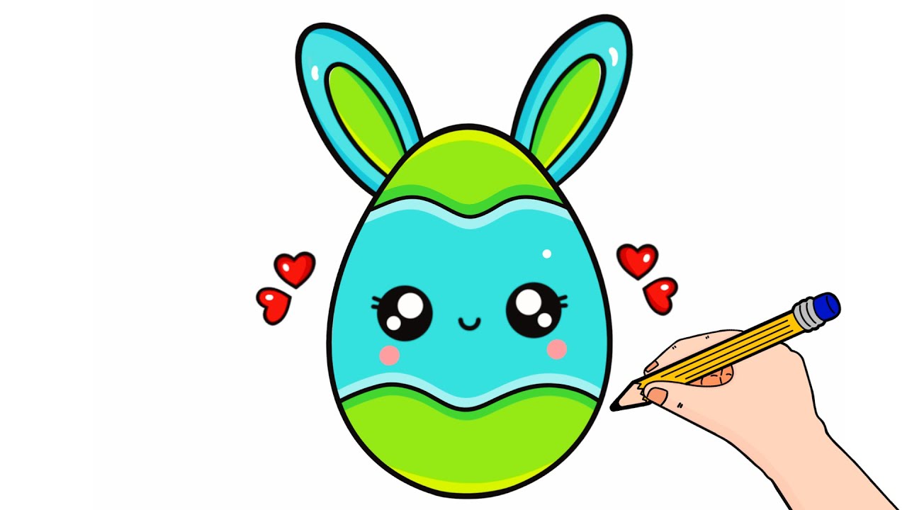 Learn To Draw a Cute Easter Bunny Egg Easy - YouTube