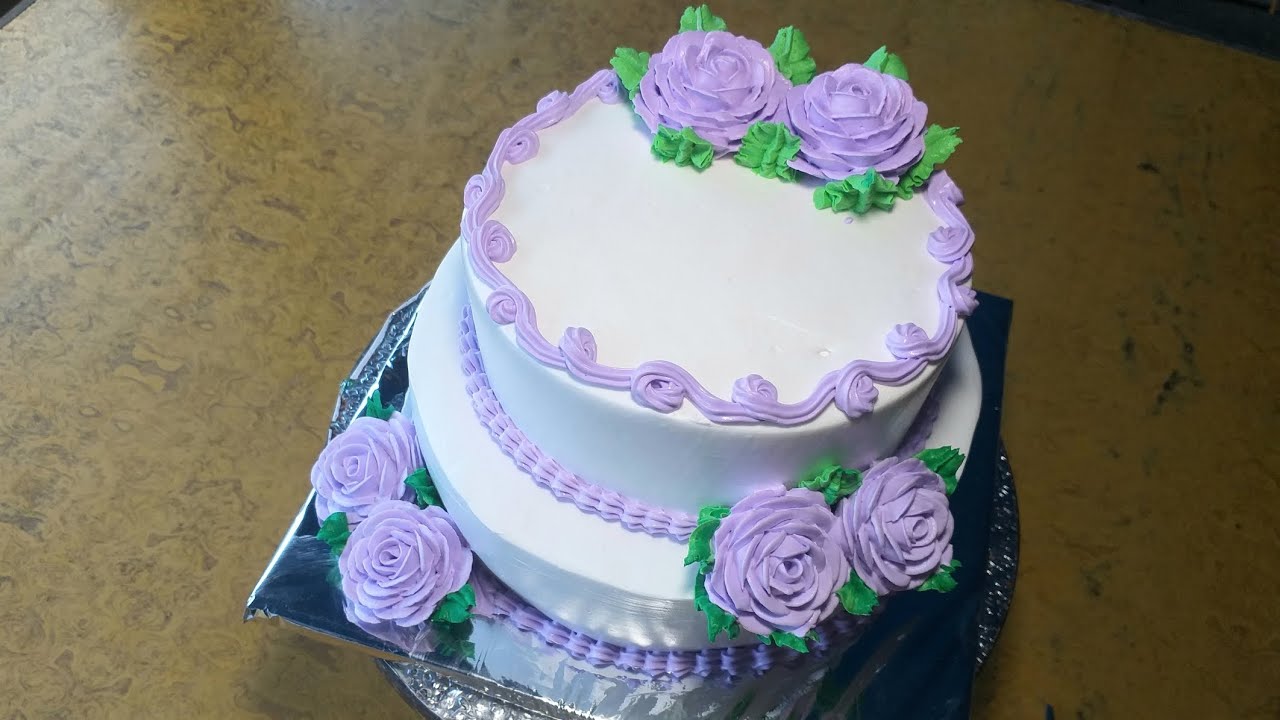 Two tier Vanilla cake simple design || Vanilla cake - YouTube