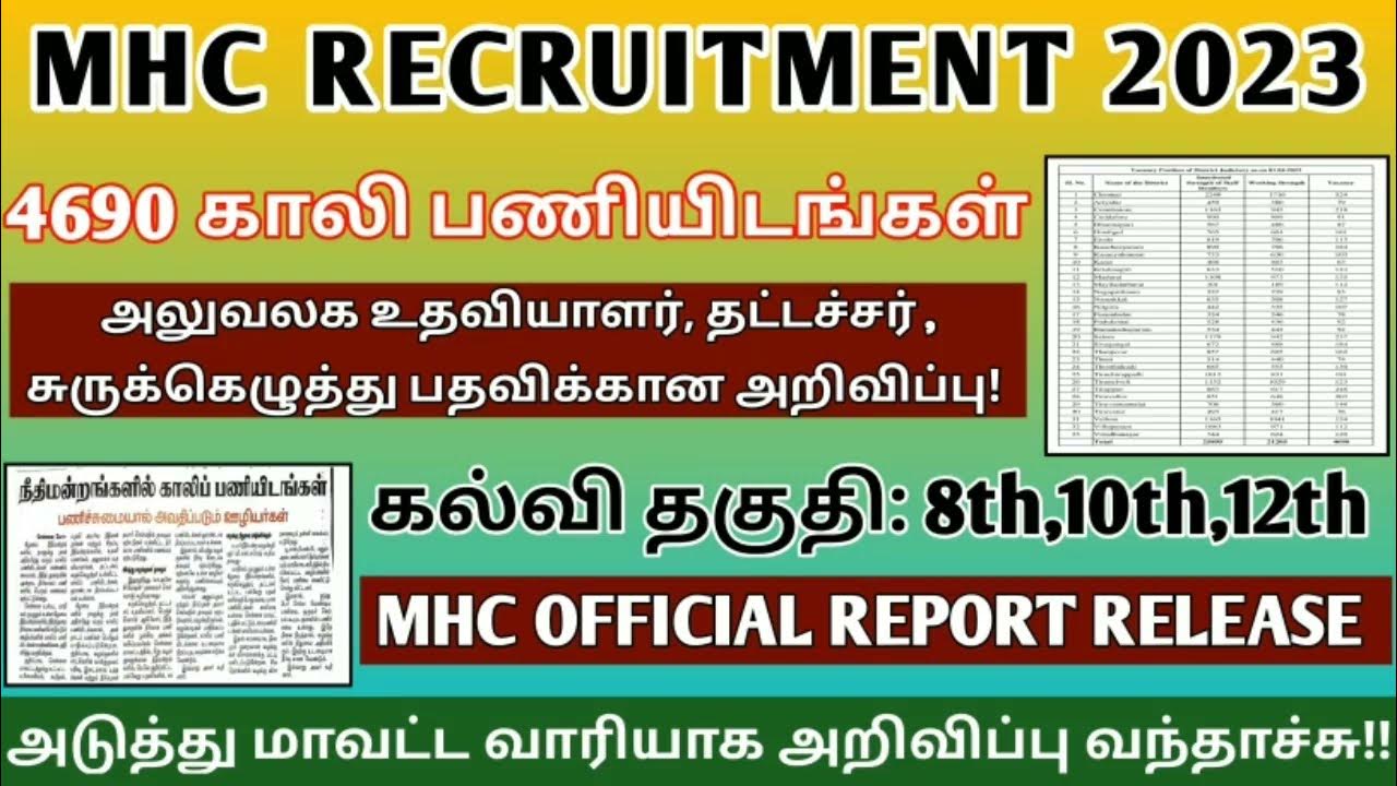 Madras High court Recruitment 2023 | MHC Clerk ,Typist, Examiner,Reader,OA Notification Release ...