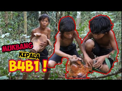 PRIMITIF CERDAS 》BOCIL MUKBANG KEPALA B4B1 DI TENGAH HUTAN!!!