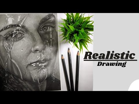 realistic drawing tutorial for beginners /drawing wet face portrait ...
