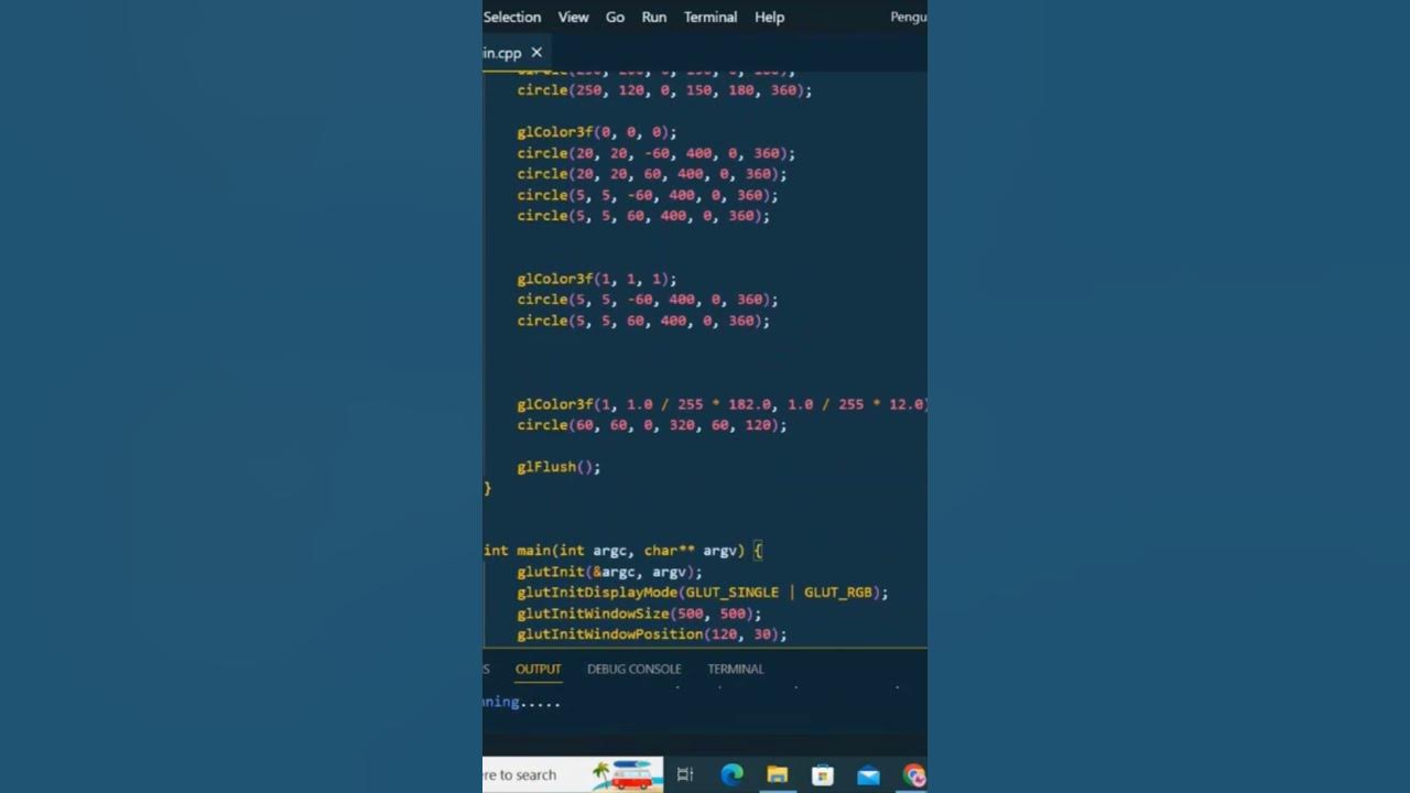openGL project a penguin using c++#shorts - YouTube