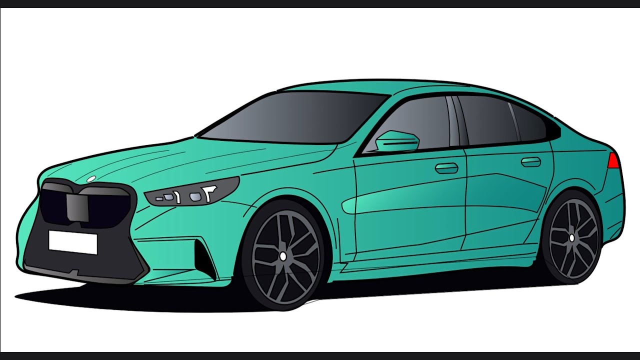 How to draw a BMW M5 G90 2024 / drawing bmw 5 car step by step easy ...