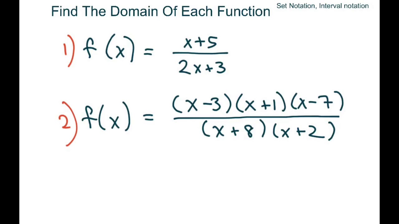 Find The Domain Of Each Rational Function Set Notation Interval