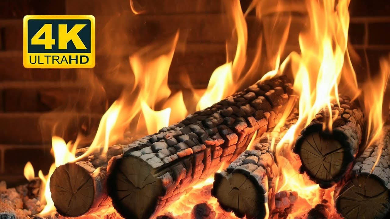 FIREPLACE 4K 🔥 Cozy Fire Background (12 HOURS). Fireplace video with ...