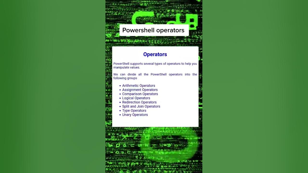 Powershell Operators Youtubeshorts Informatik Shorts Informationtechnology