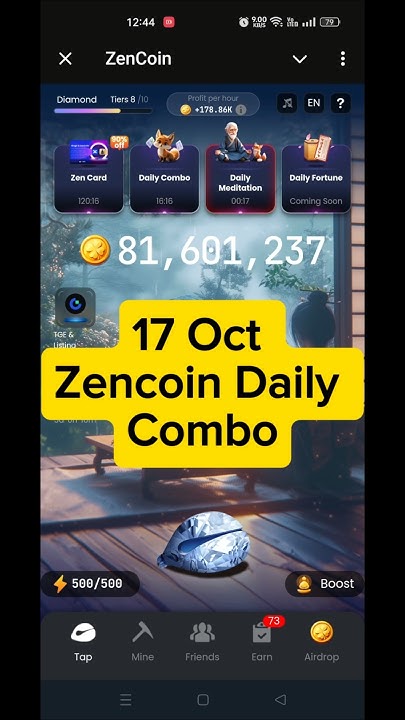 Zen Coin Daily Combo 18 October | Zen Coin Daily Combo Today October 18, 2024 | Zen Coin Airdrop ...