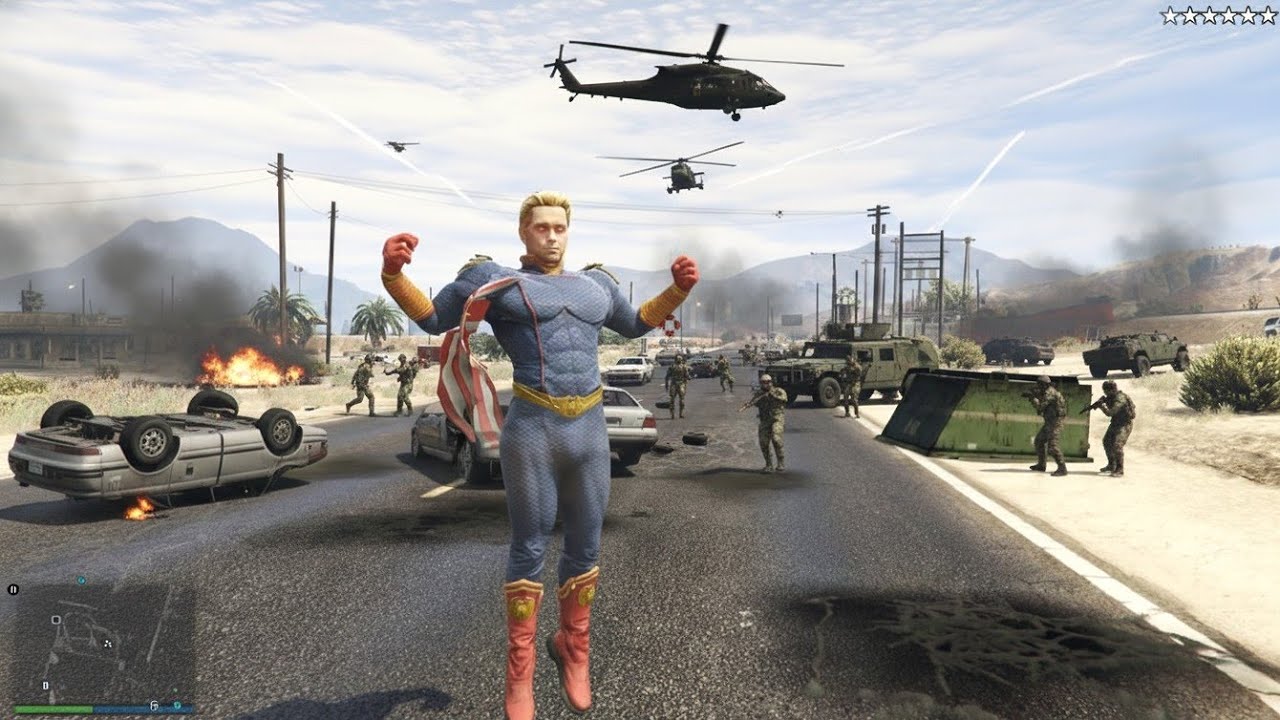 GTA 5 - Homelander In Sandy Shores + Six Star Wanted Level Rampage ...