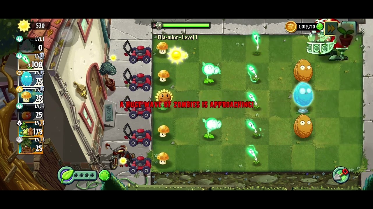 Plants vs Zombies 2 - [Fila Mint] level 1 - YouTube