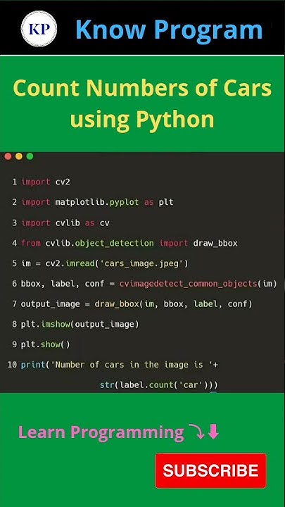 Count Car using Python Code 💯 | #shorts #python3 #knowprogram - YouTube