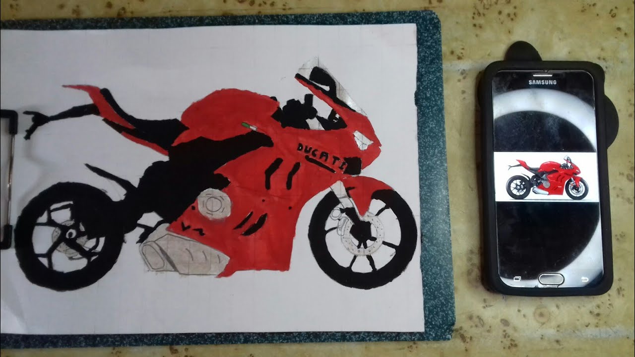 Ducati Panigale V4 Bike Drawing | Outline & Colouring | - YouTube