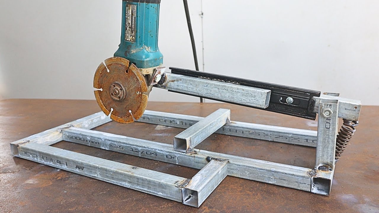 How to make an effective sliding angle grinder stand / Homemade sliding ...