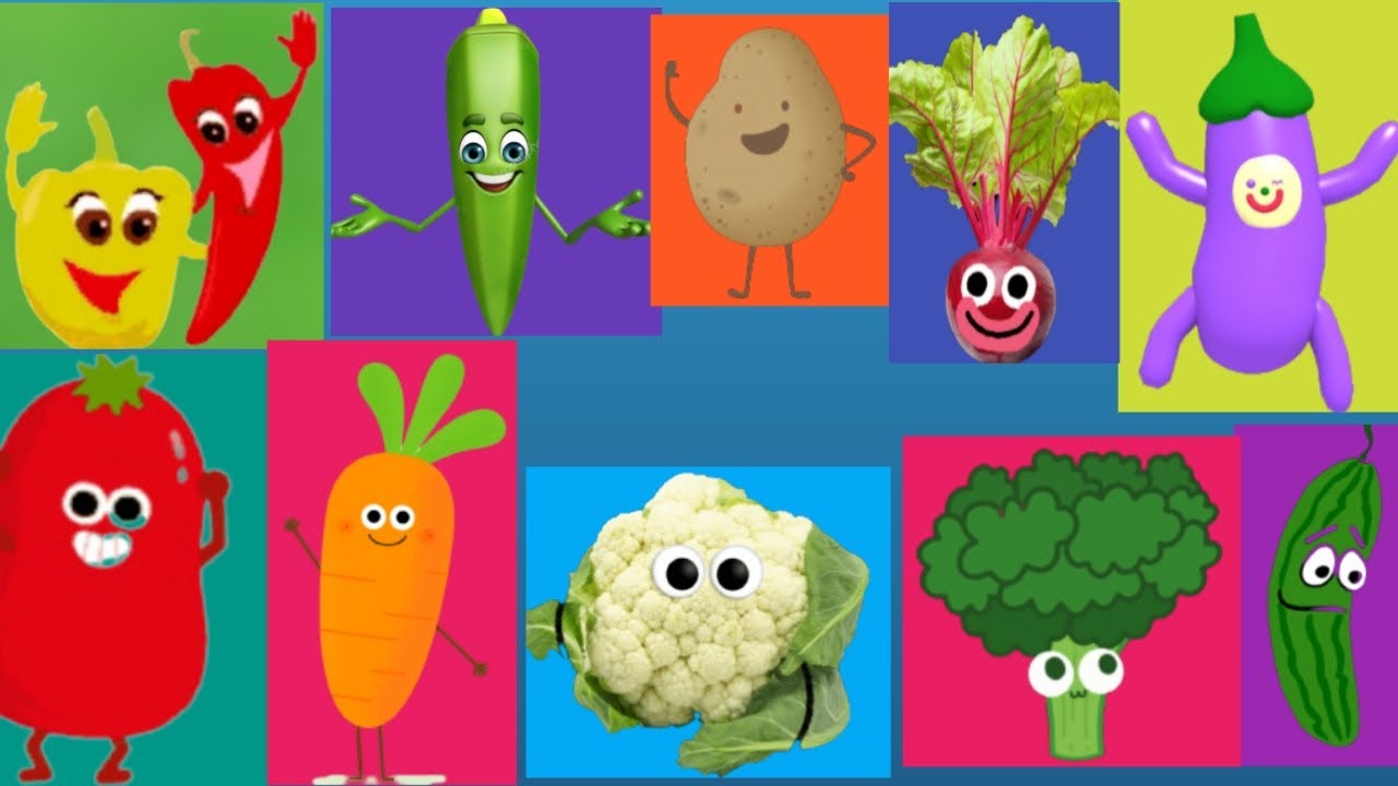 Ten little Vegetables jumping on the bed l Vegetables song l Nursery ...
