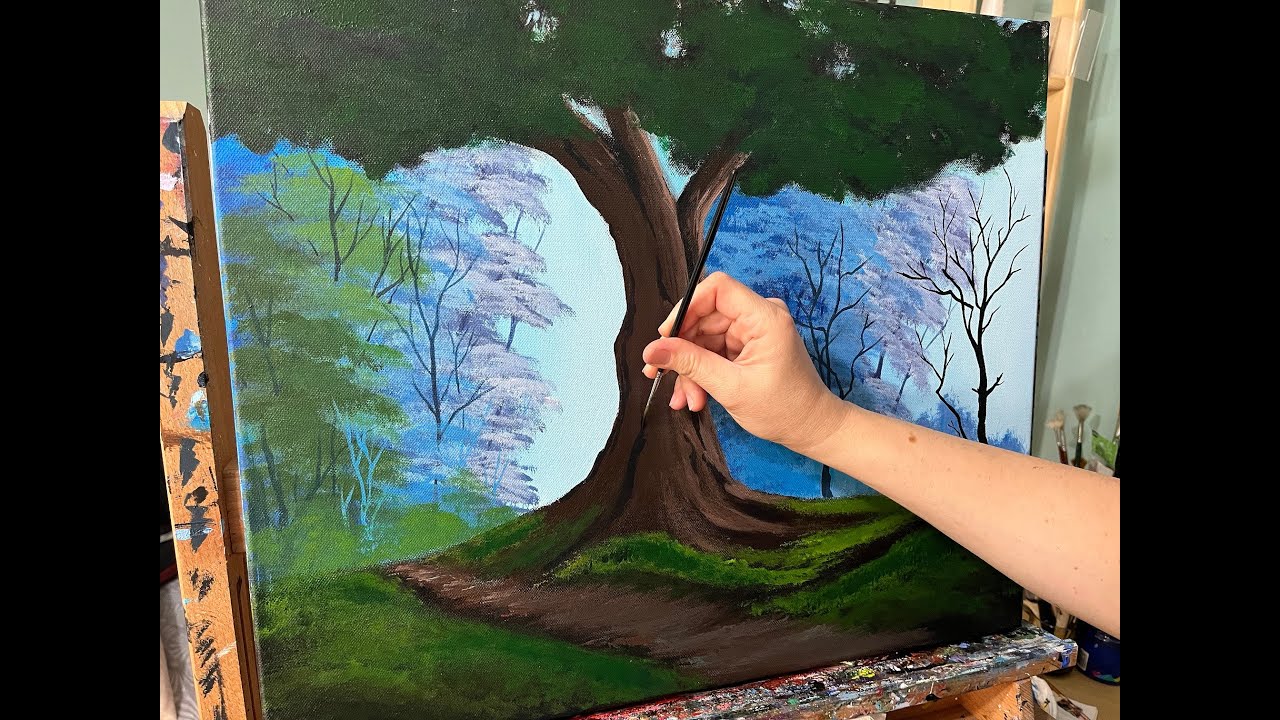 Bob Ross’s Big Oak Tree 🎨 Acrylic Painting Time lapse video - YouTube