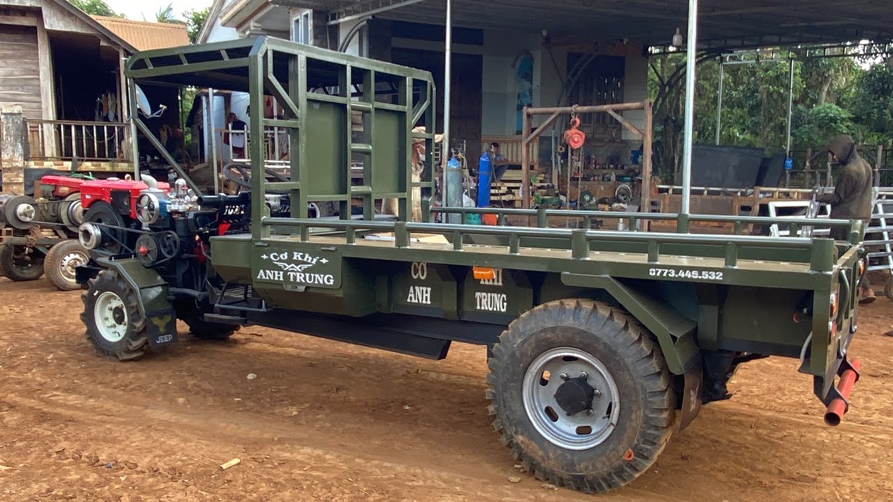 Xe cầu đẩy thắng hơi loke máy 32 hp - YouTube