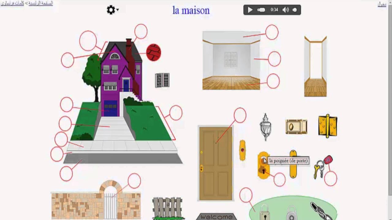 french vocabulary - ( la maison 1 ) 1المنزل - YouTube