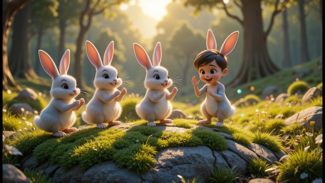 Five Little Bunnies Jumping Around | Popular Nursery Rhyme ...