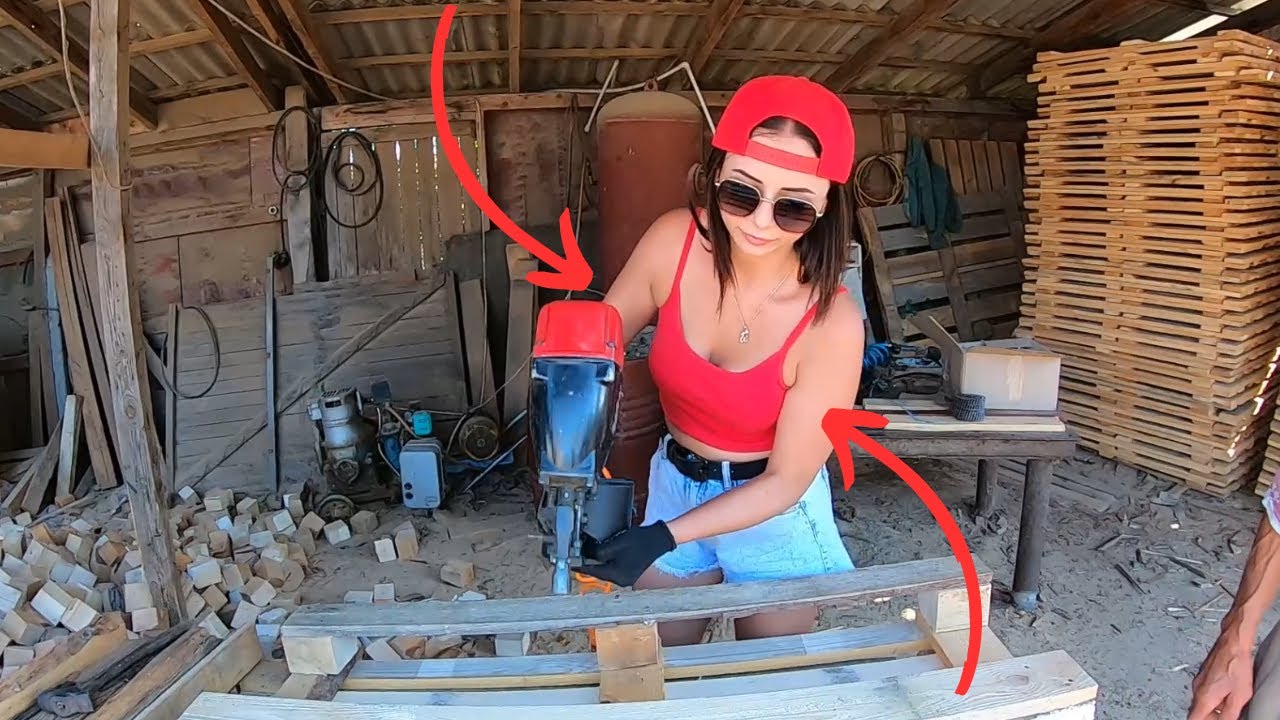Beautiful Girl Works Sawmill Chopping Wood Firewood Hammers Nails - YouTube