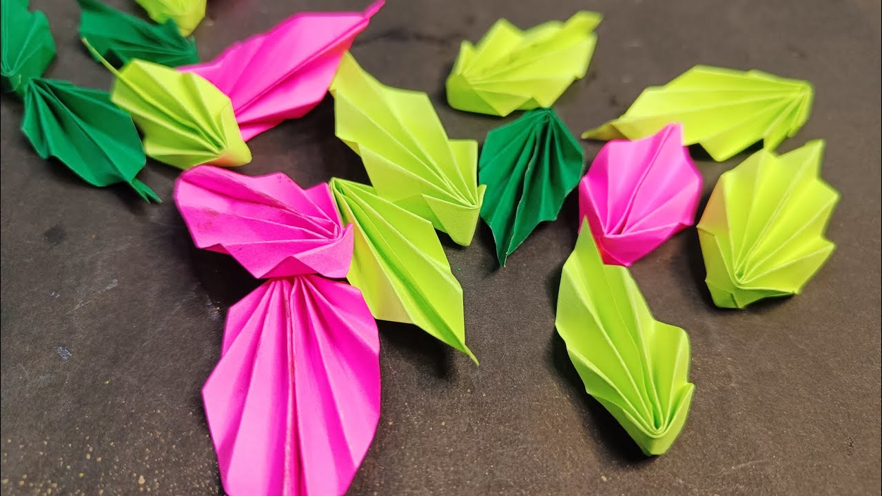 How to make easy paper leaves| leaf-Paper leaf craft |DIY by sayali's ...