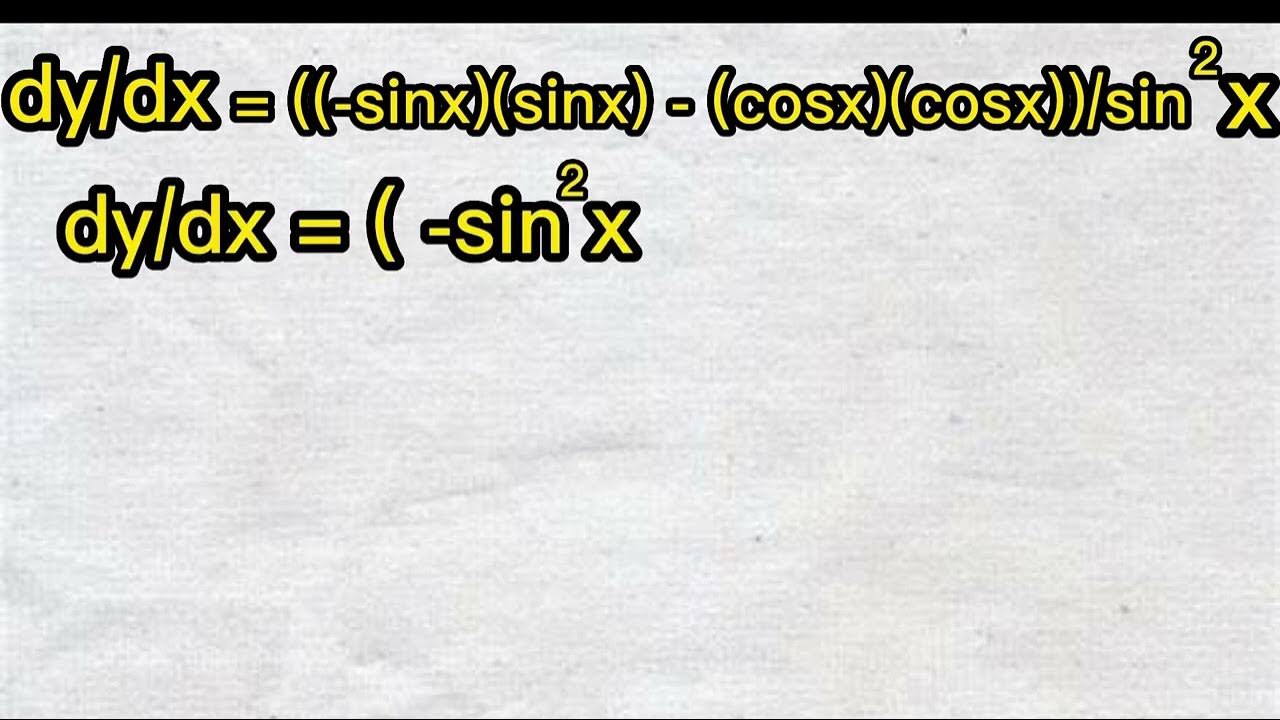 How to find derivative of trigonometric function using quotient rule - YouTube