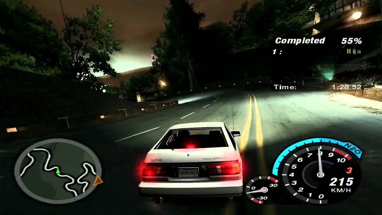 NFSU2 - 672HP Toyota Corolla GT-S - Blackcomb Way Run - YouTube