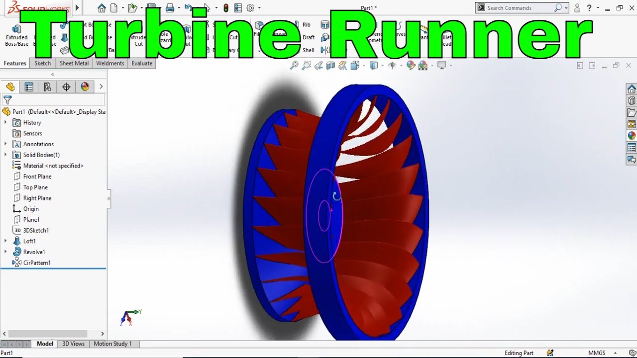 How to Make Turbine Runner in SolidWorks by Using Guide Curves in Loft ...