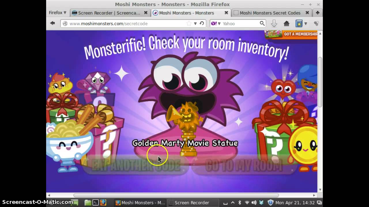 Moshi Monsters Moshling Movie Statues Codes Working - YouTube