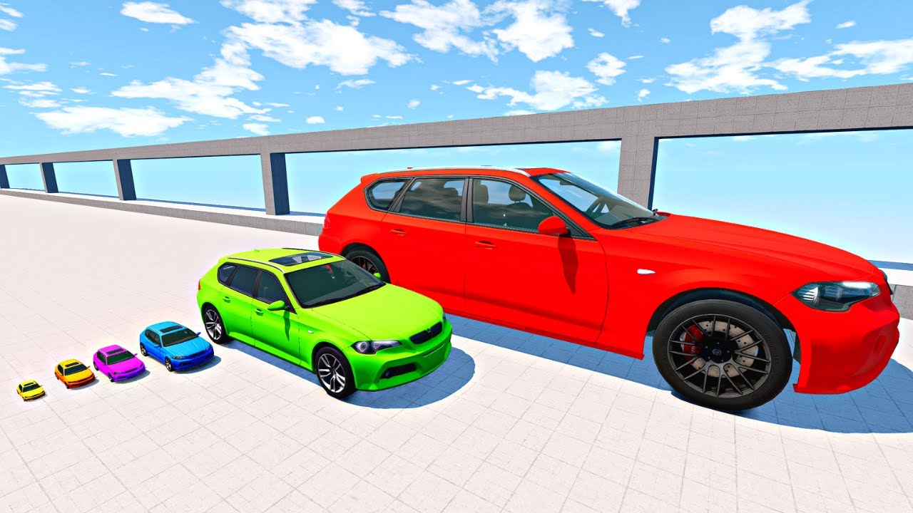 Giant & Small Cars vs Crazy Road 🚗💥 BeamNG.Drive - YouTube