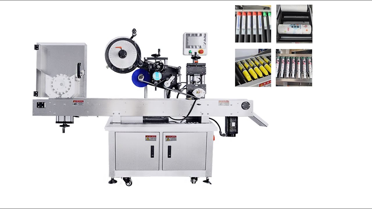 Automatic horizontal labeling machine - YouTube