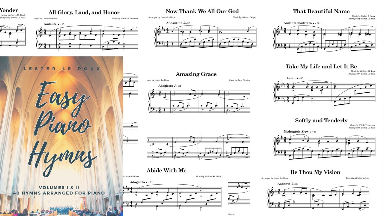 Easy Piano Hymns Vol 1 and 2 | 40 Hymns Arranged for Easy Piano | Sheet ...