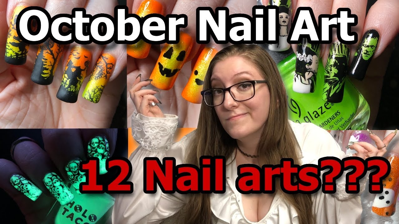October Nail Art : Is 12 nail arts too many? - YouTube