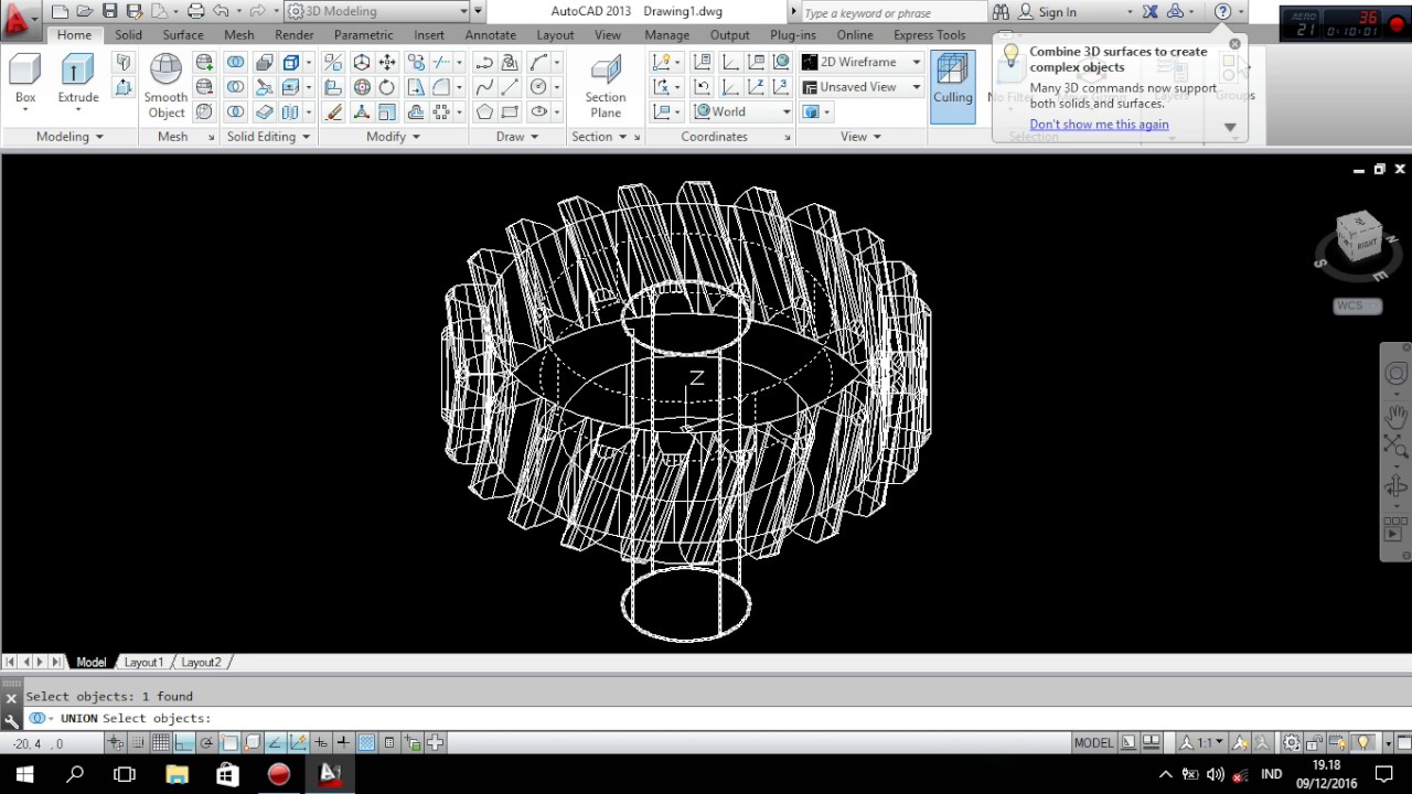 cara membuat roda gigi miring AutoCad 2013 - YouTube