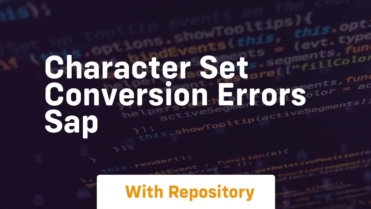 character set conversion errors sap - YouTube