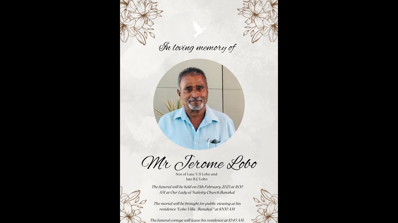 funeral mass of Mr.Jerome Lobo - YouTube