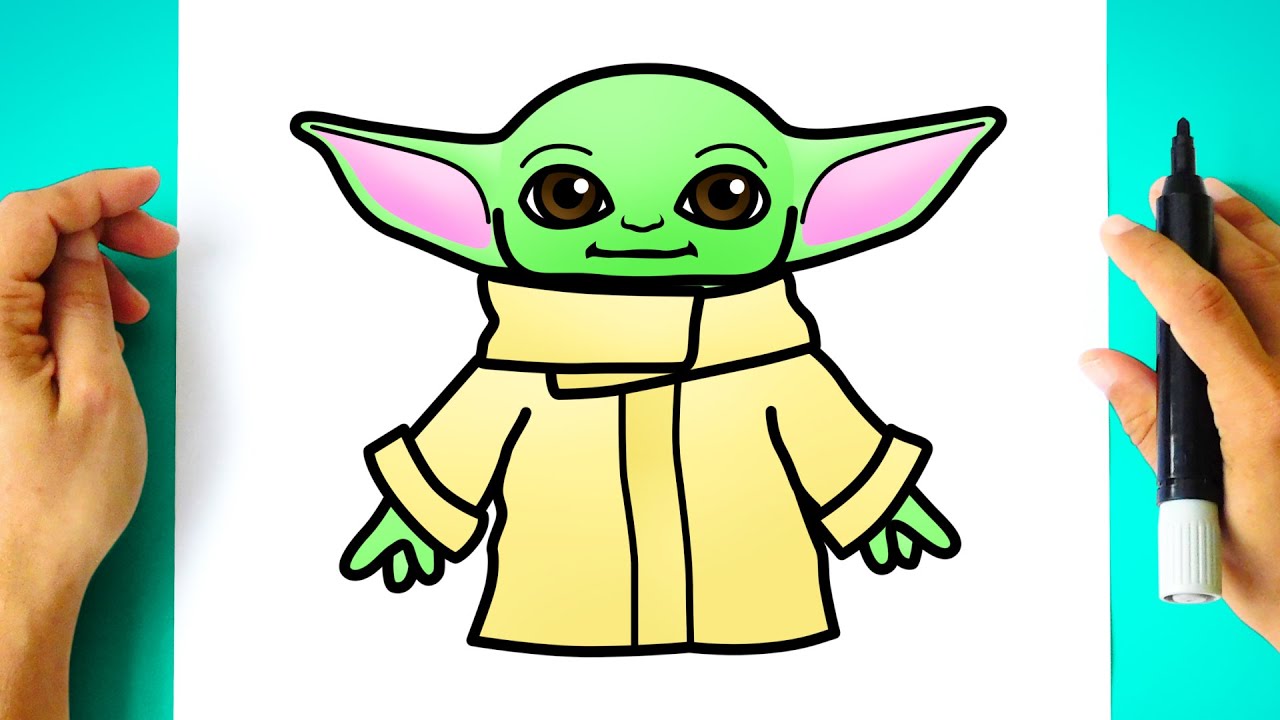How to DRAW BABY YODA step by step - YouTube