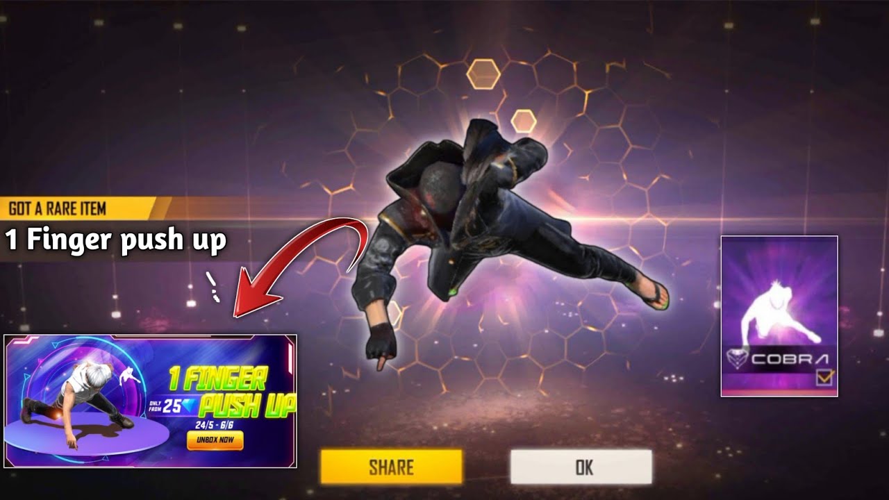 1 Finger Push Up Emote || Free Fire New Event || Cobra Emote || One ...