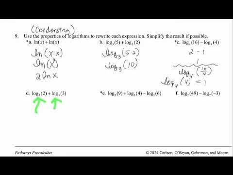 Properties of Logarithms (4.8 day 3) Pre-calculus - YouTube