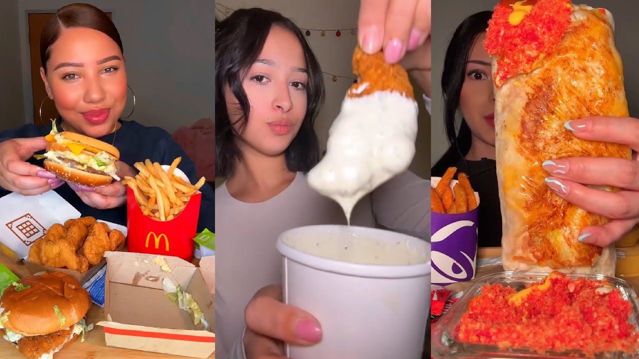 TIKTOK Mukbang Compilation | McDonald's, Wingstop, Taco Bell, Cane's ...