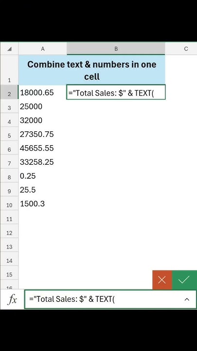 Combine text and numbers in one cell #exceltips #exceltricks - YouTube