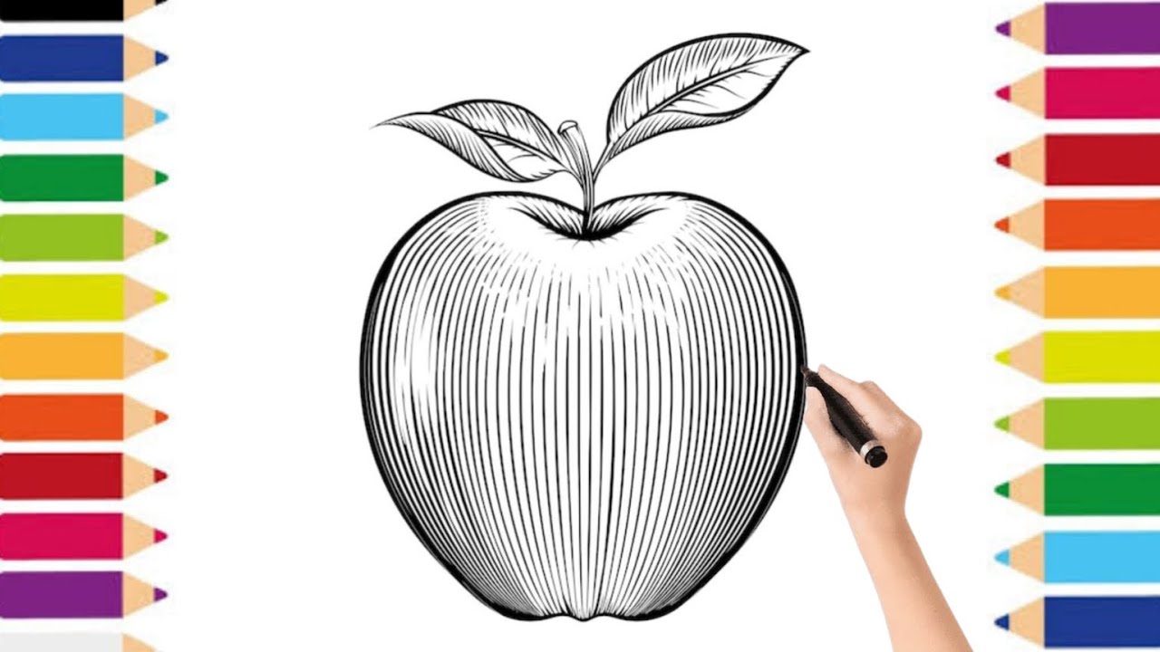 How to draw a simple and easy apple, simple apple for kids| - YouTube