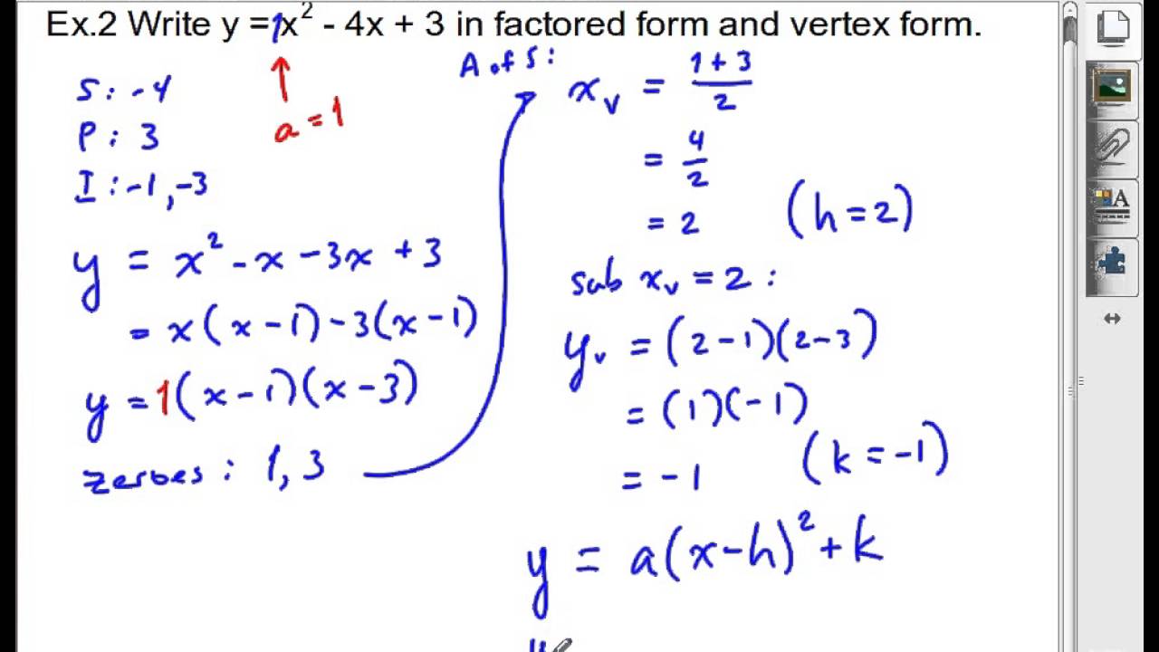 MPM2D Quadratic Relations Relating Three Forms Of Quadratic